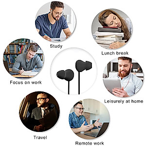 okcsc M16 Sleep Earbuds Noise Cancelling Wired Lightweight Ultra-Soft Silicone in-Ear Headphone Earplugs with Microphone & Volume Control Black