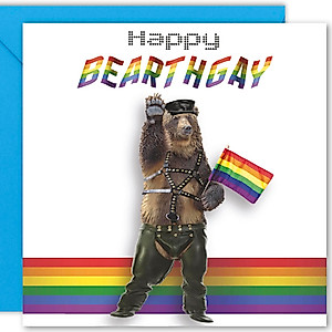 Cult Kitty - Happy Bearthgay - LGBTQ Birthday Card - Funny Gay Birthday Card - Lesbian Birthday Card, Gay Friend Birthday Card, Pride birthday card- Coming Out, LGBT Greeting Cards