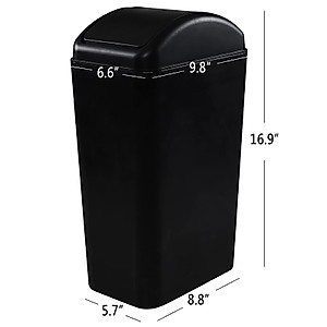 Sandmovie 3.5 Gallon Slim Garbage Bin with Swing-top, Plastic Swing Lid Trash Can, 1 Pack
