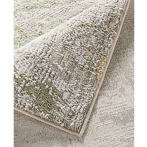TOWN & COUNTRY LUXE Opaline Bold Marble Area Rug with Glam Metallic Ribbed Texture Pile, Sage Green, 7'10"x10'2"