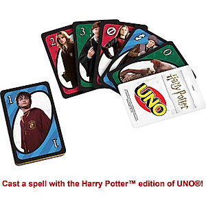 Mattel Games UNO Harry Potter Card Game in Storage Tin for Kids, Adults & Game Night, Collectible Deck Based on Popular Series for 2 to 10 Players