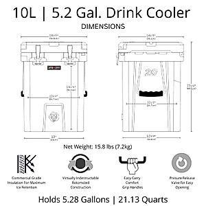 CAMP-ZERO 20L Drink Cooler with 2 Molded-in Beverage Holders