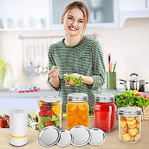 GVsmart Mason Jar Vacuum Sealer, Electric Mason Jar Vacuum Sealer Kit with Wide and Regular Mouth Mason Lids, Jar Vacuum Sealer for Canning Jars, Vacuum Sealing Machine for Food Storage