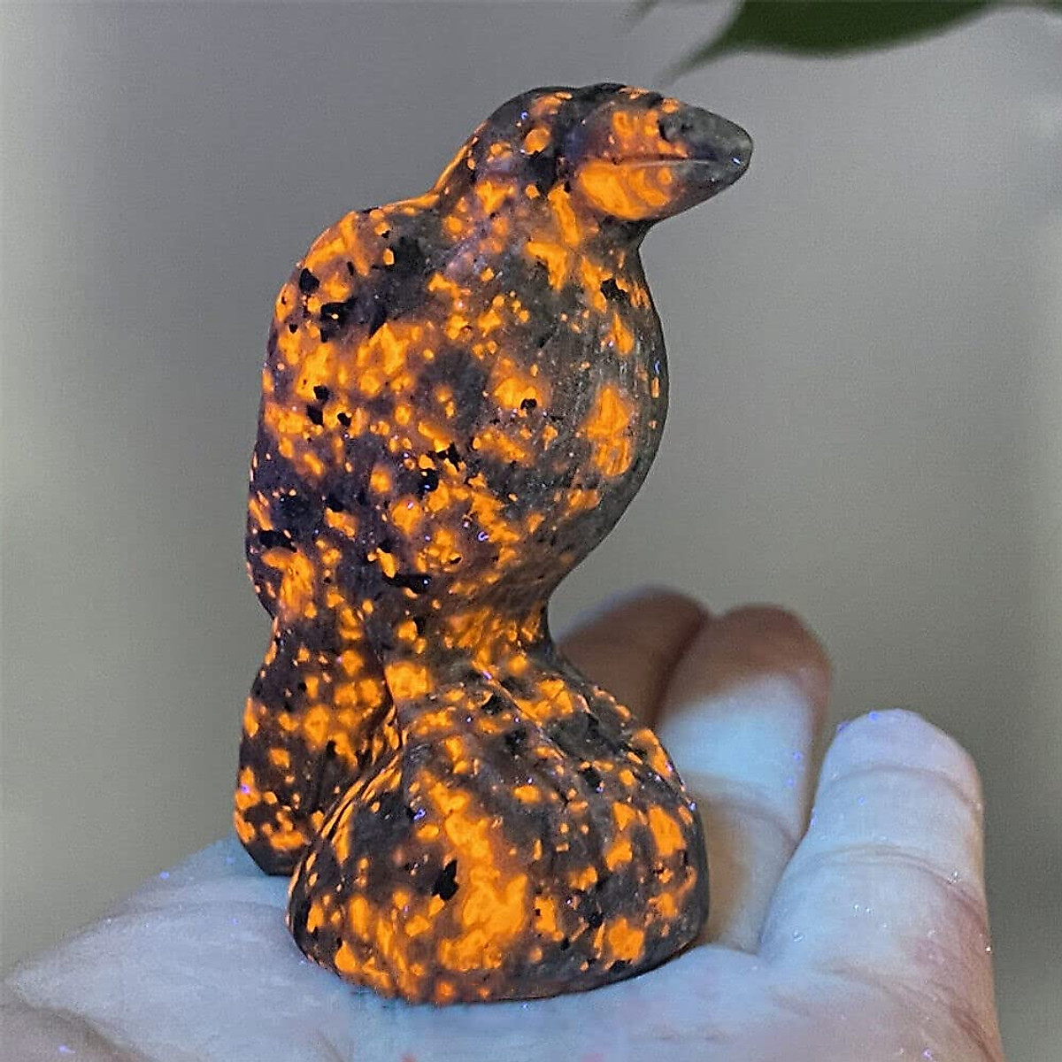 1pc Natural Yooperlite Crow Skull Quartz Crystal Skull Carved Figurines Gem 2.4"