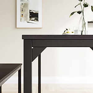 IMUsee 45" Dining Table Set for 4, 3-Pieces Kitchen & Dining Room Sets with Benches, Metal Frame and Wood Board, Sturdy Structure, Easy Assembly, Small Space Dinette, Black & Black