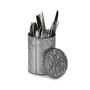 Mind Reader Galvanized 3 Pc Set Canisters, Food Storage Containers, Kitchen, Coffee, Tea. Cookies, Candy, Sugar, One Size, Silver 3 Pack w Lids