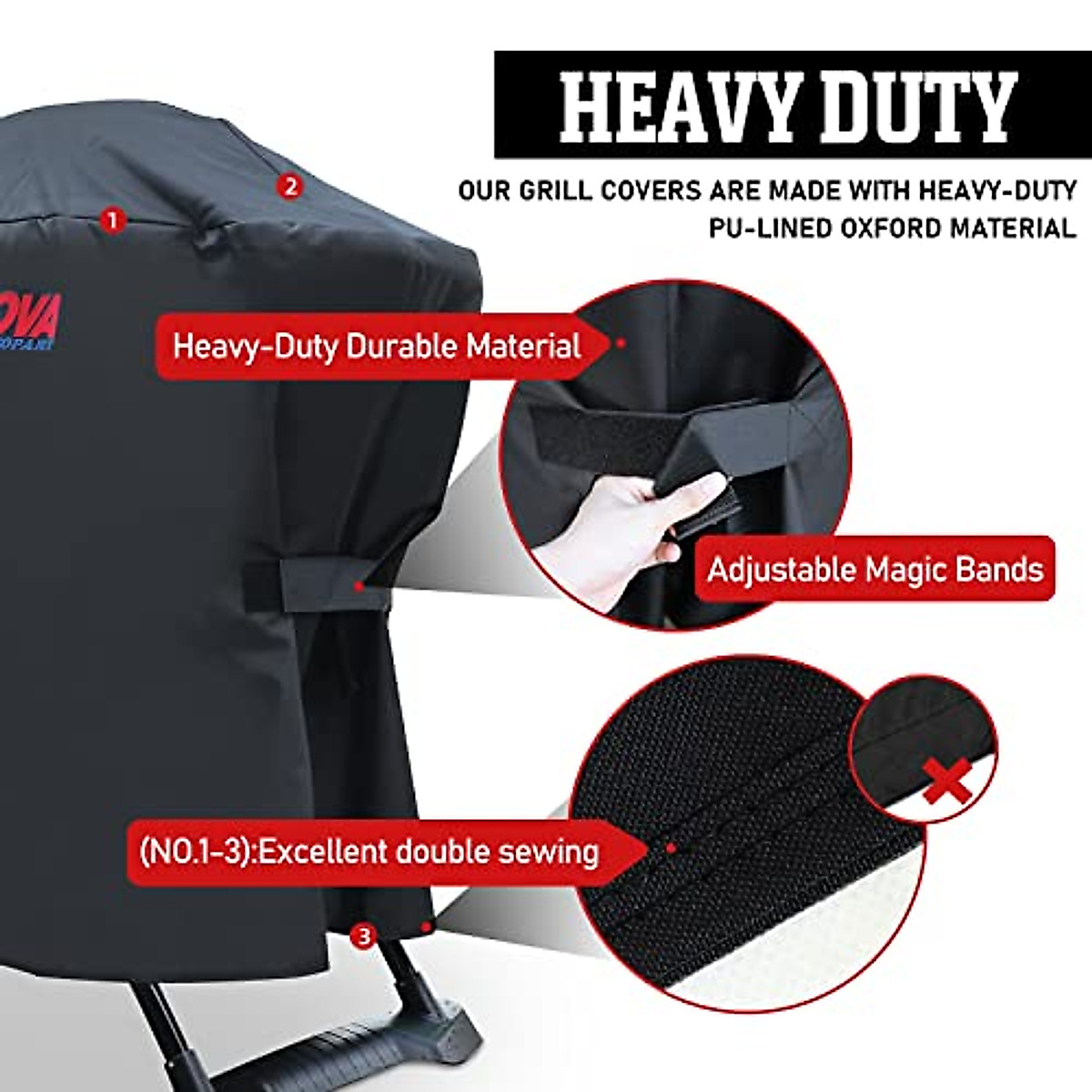 Comnova Grill Cover for Weber Q Grill on Cart - 7112 Grill Cover for Weber Q3000/Q300/Q2000/Q200 with Portable Cart, Heavy-Duty Waterproof BBQ Cover for Weber Q3200, 3000, 320, 300 on Cart