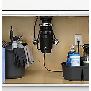 GE Continuous Feed Garbage Disposal, 1/2 Horsepower, Good for Grinding: Beans, Potatoes, Peels, and Cooked Meat, Easy Install Kit and Power Cord Included, Recommended for 2-4 Person Homes