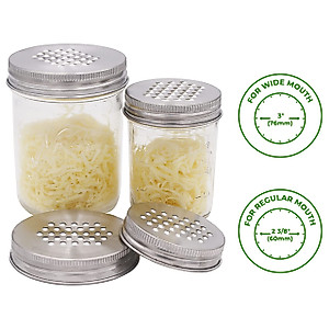 Mason Jar Lifestyle Grater/Shredder Lid for Wide Mouth Jars (3 Pack)