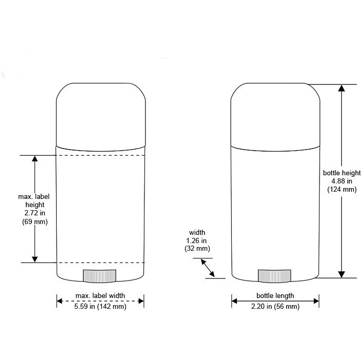 Natural Farms Deodorant Container - Empty - 2.65 Ounce - Twist-Up Refillable Plastic Tube for Deodorants - Cosmetic Crafts - Pack of 3 – Oval Cap