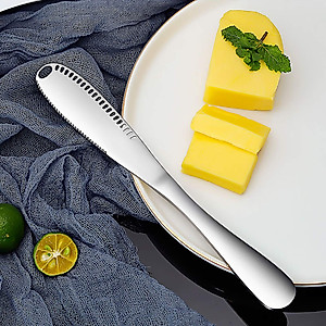 ALLOMN Butter Knife, Butter Knives, 3 in 1 Stainless Steel Butter Spreader, Spreader Slicer and Butter Curler Knife with Serrated Edge for Cutting and Spreading Butter Cheese Jam