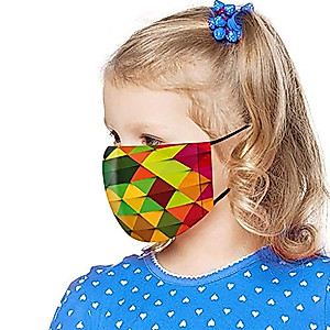 PENATE Kids'Geometric Print Breathable Face Bandanas Reusable&Washable Cotton Protect Yourself Facemasks with Adjustable Earloop
