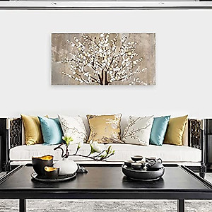Flower Canvas Wall Art for Living Room Plum Blossom Canvas Wall Pictures for Bedroom Wall Decor Abstract Elegant Floral Canvas Prints Artwork Home Wall Decorations Framed Ready to Hang 20" x 40"