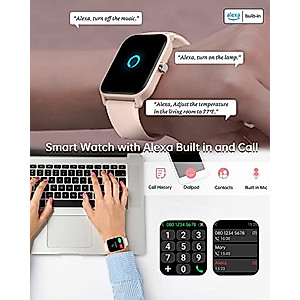 Smart Watch for Women (Answer/Make Call), 1.8" Touch Screen Activity Trackers for Android iPhone Compatible with Alexa Built in, Fitness Heart Rate Blood Oxygen Sleep Monitor, IP68 Waterproof