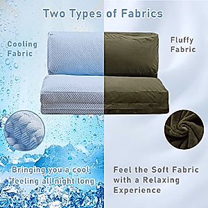 MAXYOYO Cooling Mattress, Single Floor Sofa Bed with Foam Filling, Foldable Faux Fur Cover, Blue, 30x95 Inch, Helps Hot Sleepers