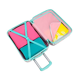 CRCKT Kids Hardside Spinner Animal Print,Lightweight, Pink and Mint Green, Carry-On 21-Inch