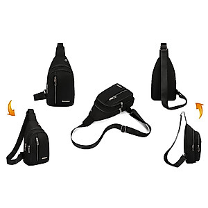 YERCHIC Small Sling Bag Crossbody Shoulder Bag for Men Women Lightweight One Strap Backpack Casual Daypack for Daily Travel Outdoor, Black,5811