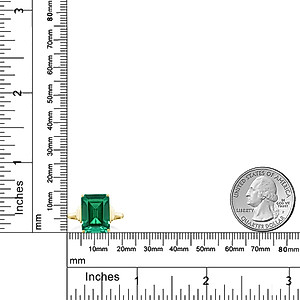 Gem Stone King 18K Yellow Gold Plated Silver Gemstone Birthstone Solitaire Engagement Ring | Emerald Cut 14X10MM Yellow Gold Ring For Women | Available In Size 5, 6, 7, 8, 9