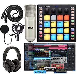 PreSonus ATOM Production/MIDI and Performance Pad Controller w/Professional Studio Microphone and Recording Kit