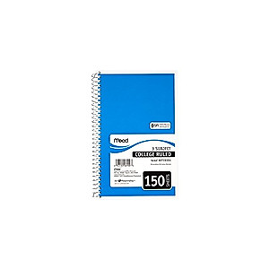 Mead 3-Subject Wirebound College Ruled Notebook, 9.5" x 5.5", Pack Of 6