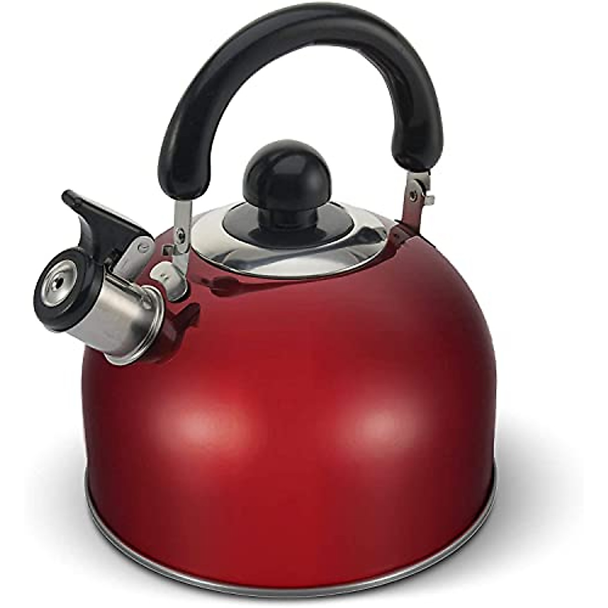 ELITRA Whistling Tea Kettle - Stainless Steel Tea Pot with Stay Cool Handle - 2.6 Quart / 2.5 Liter - (RED)