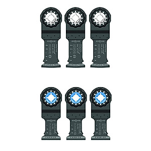 Bosch Starlock Carbide Oscillating Tool Blades for Cutting Wood with Nails, Plastic, 3-Pack and Oscillating Tool Blades for Cutting Metal, 3-Pack, Bundle (6-Pieces)