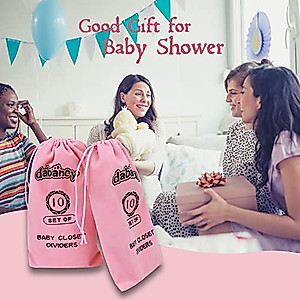 Dabancy Wooden Baby Closet Dividers - Set of 10 from Newborn to Toddler and 2 Blanks with Velvet Bag,Wooden Nursery Closet Dividers for Baby Clothes- [Wooden]