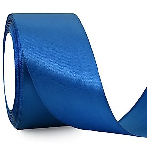 TONIFUL 2 Inch x 25 Yards Wide Royal Blue Satin Ribbon Solid Fabric Ribbons Roll for Valentine's Day Crafts Gift Wrapping Invitation Cards Floral Hair Bows Sewing Party Wedding Car Decoration
