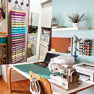 Amremsu 48 Compartments Vinyl Roll Storage, Vinyl Roll Holder Vinyl Organizer, Vinyl Storage Rack Wall Mount/Over The Door for Craft Room Organizers and Storage Lengthened（gray）