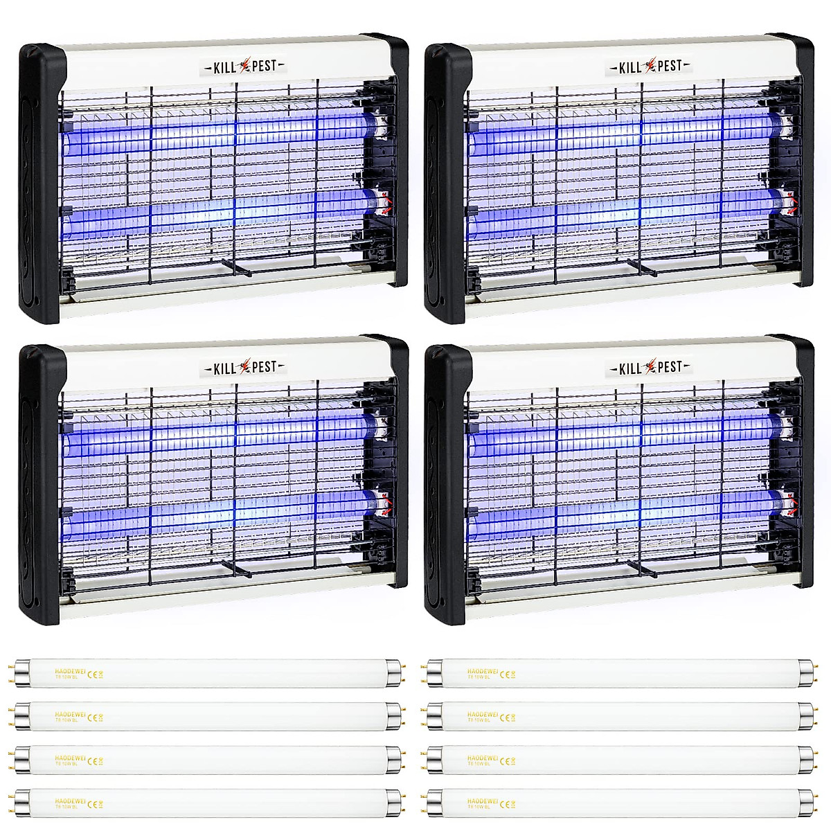 Electric Bug Zapper Indoor Insect Killer with Replacements Bulbs 20W Blue Light Powerful 2800V Attract Fly and Mosquito Traps with Circuit No Load Protection Outdoor Plug in Pest Control (4 Pcs)