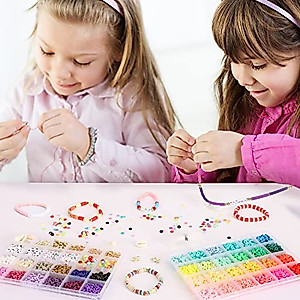 Quefe 5000pcs Clay Heishi Beads for Bracelet Jewelry Making, Polymer Flat Round Clay Beads Kit with 240pcs Letter Beads, Pendant Charms and Elastic Strings, 36 Colors 6mm