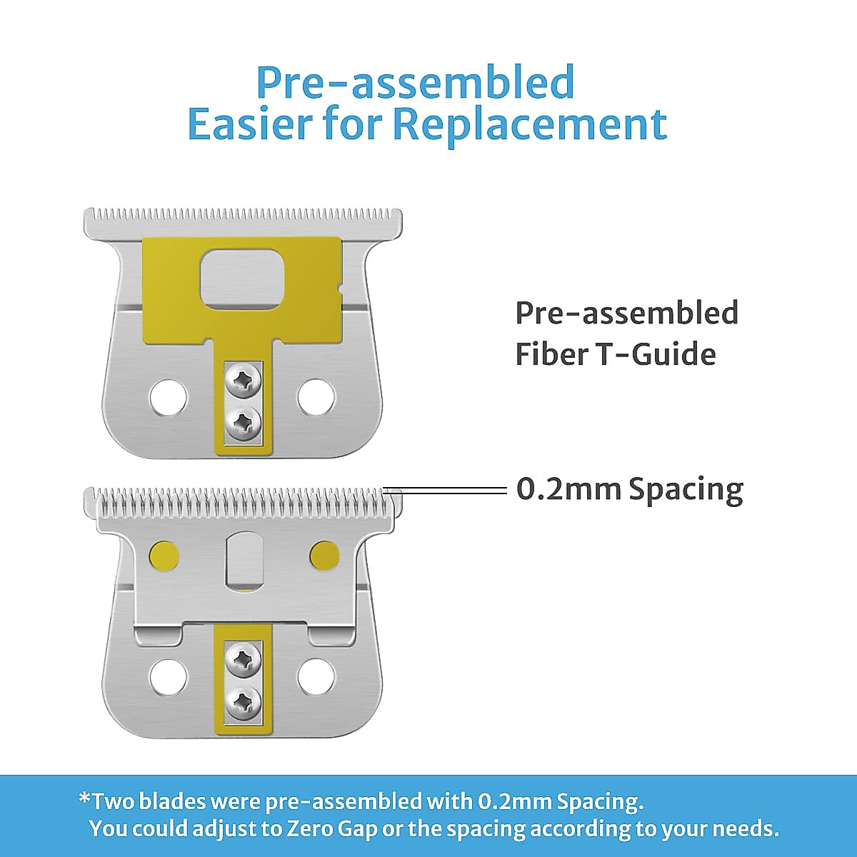 2 Pack T Outliner Blades fits for Andis T Outliner, G, GO, GTO, GTX, Headliner LS2, LS3 Replacement