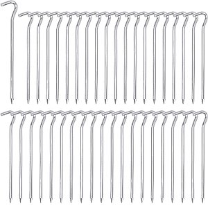 40PCS Aluminum Tent Stakes + 8PCS 12 inch Steel Tent Stakes Heavy Duty Tent Pegs