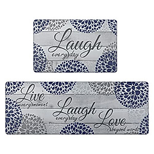 Homcomoda Kitchen Rugs Sets of 2 Non Slip Kitchen Mats for Floor Waterproof Kitchen Rugs and Mats Anti-Fatigue Standing Mats for Kitchen Work Station Sink Laundry.