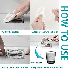 Disposable Shower Drain Hair Catcher Stickers, 30 PCS Mesh Stickers 4.3'' with Clean Tweezers, Shower Drain Stickers Not Rot Anti-Blockage