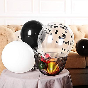 White Black Confetti Balloons 100 Pack 12 Inch Party Balloons White Black Latex Balloons for Weddings, Birthday Party, Bridal Shower, Party Decoration (White Black, 12 Inch)
