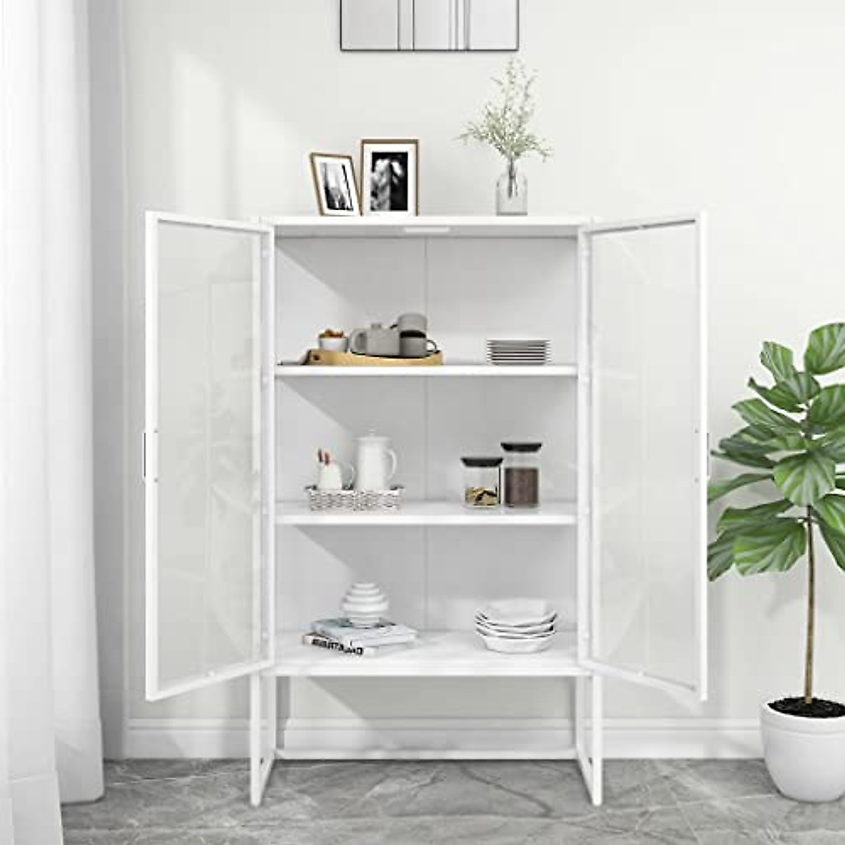YUUIKLLE Storage Cabinet, Floor Storage Cabinet with Double Door,Cupboard/Pantry Cabinet in The Kitchen, Console Cabinet in The entryway, for Living Room, Home Office
