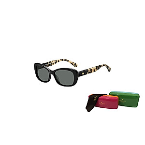 Kate Spade New York Claretta/S 0WR7/M9-53MM Black Havana/Gray Polarized Rectangular Sunglasses for Women + BUNDLE with Designer iWear Eyewear Kit