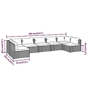 VRAXO 7 Piece Patio Lounge Set with Cushions Poly Rattan Black,Outdoor Furniture Sets-123.2lbs-10