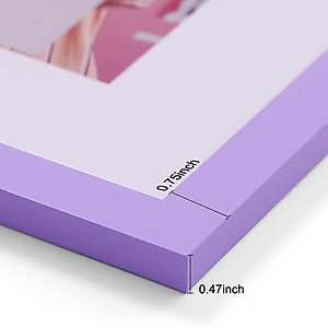 Vittanly Picture Frame, Engineered Wood, 11x14 inch, Purple, Single, with Shatter Resistant Plexiglass, Mat for 8x10 or 11x14 Photo, Wall & Tabletop Display