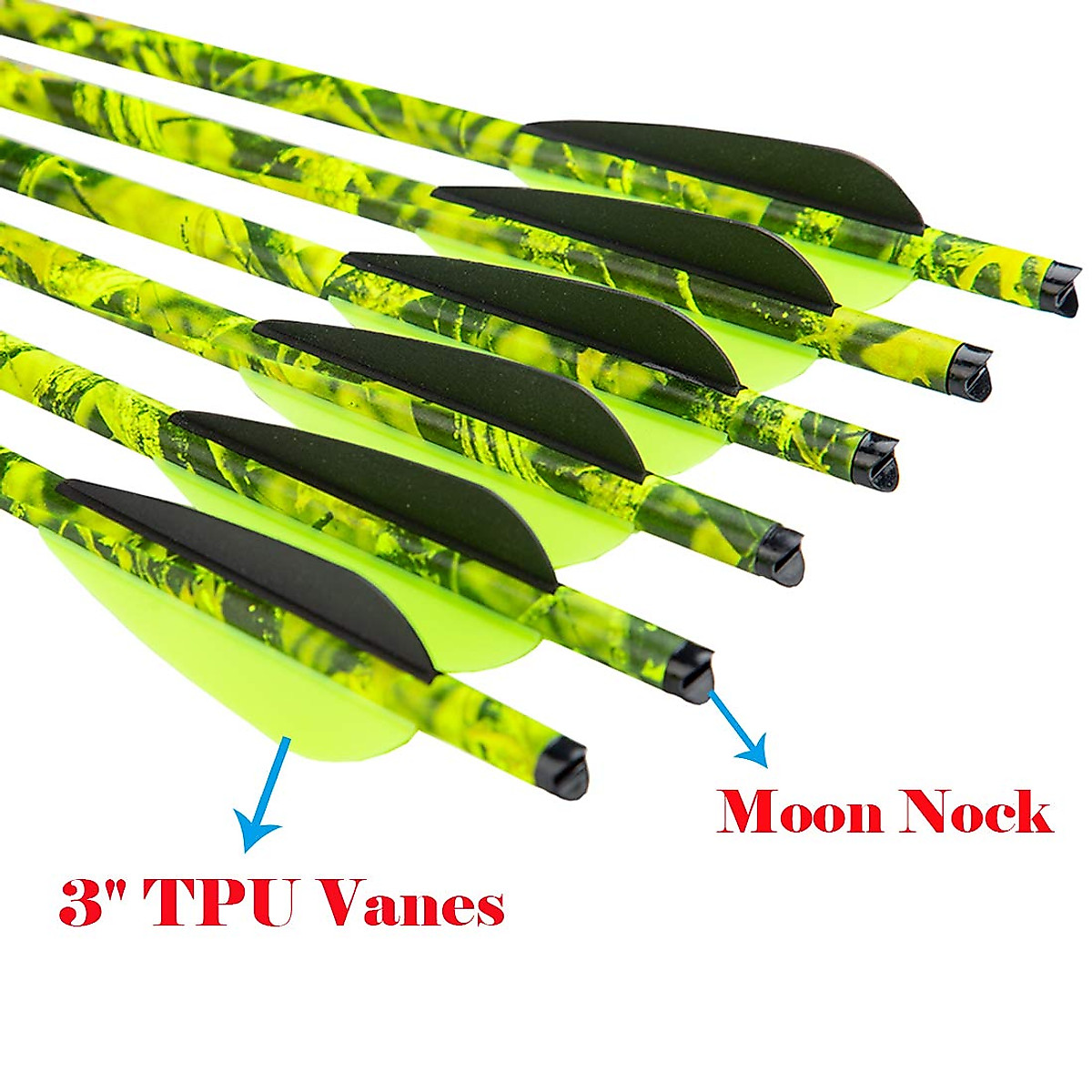 Pinals Archery Camo Crossbow Bolts 22 20 inch Carbon Hunting Arrows Crossbolt 12PCS Yellow 20"