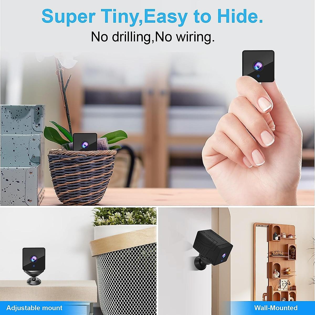 4K Wireless Wifi Camera,Upgrade 4K,1800mAh Battery Powered,WiFi Wireless Nanny Cam Home Security Camera Tiny Office Secret Surveillance Cam with 100 Days Standby AI Human Detection Auto Night Vision