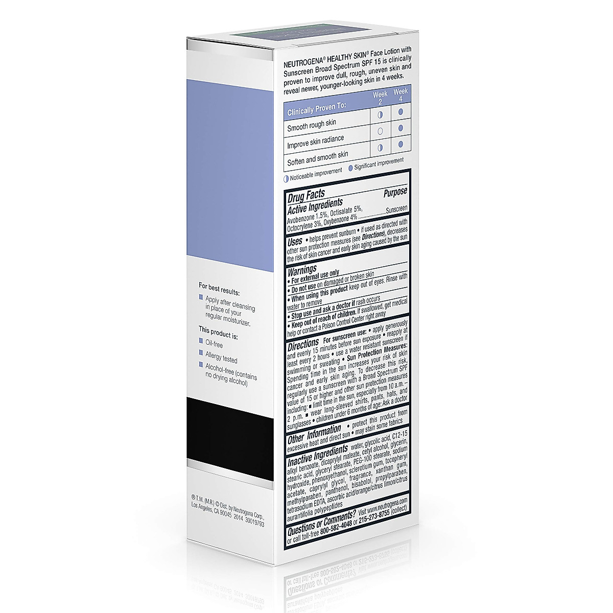 Neutrogena Healthy Skin Face Moisturizer Lotion with SPF 15 Sunscreen & Alpha-Hydroxy Acid, Anti-Wrinkle Treatment with Vitamins C, E & B5, Oil-Free & Alcohol-Free, 2.5 fl. oz