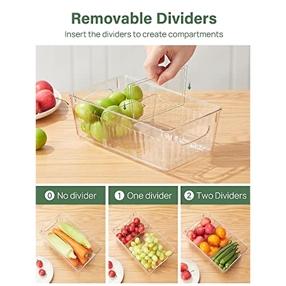 Kootek 8 Pcs Bamboo Drawer Organizer and 4 Pack Refrigerator Organizer Bins