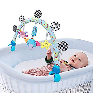 Caterbee Travel Arch Bassinet Toys for Infant & Toddlers, Baby Stroller Toy Crib Accessory & Pram Activity Bar Toy for Indoor and Outdoor (Elephant)