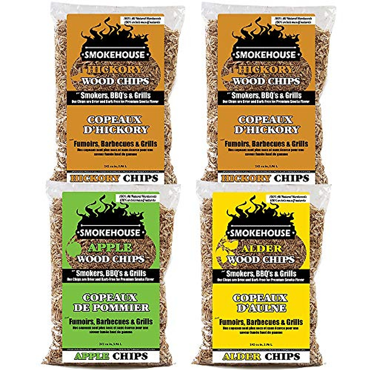 Smokehouse Products Wood Chips 4 Pack Assortment, Brown, One Size (9794-000-0000)