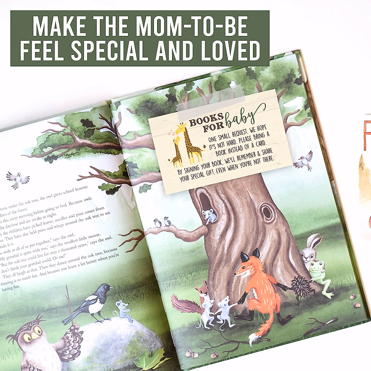 25 Books For Baby Shower Request Cards - Giraffe Baby Shower Invitation Inserts, Book Request Baby Shower Guest Book Alternative, Bring A Book Instead Of A Card, Baby Shower Book Request