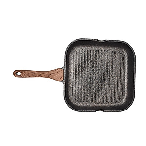 Marooma Grill Pan for Stove Tops, for Induction Cooking, Square Aluminum Frying Pan Ideal for Steak, Bacon, and More, Suitable for Culinary Enthusiasts and Home Chefs(9.4")