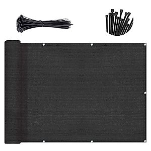 SUNNY GUARD 3'x10' Black Balcony Privacy Screen Fence, Apartments Railing Screen, Heavy Duty Wind Screen for Outdoor,Deck,Backyard,Patio