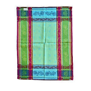 Le Cluny French Jacquard Kitchen Dish/Tea Towels Set of 2 – 100% Woven Cotton Teflon Finish – 26” x 20”- Made in France (Cezanne Blue)